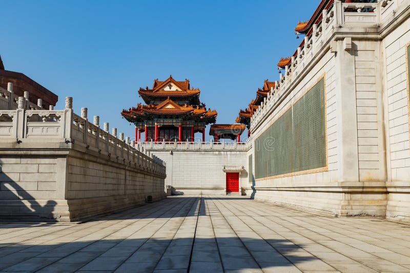 Pavilion on Wall on Chinese Temple Stock Image - Image of china, temple ...