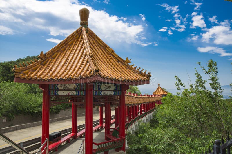 Pavilion winding corridor stock photo. Image of winding - 150328328