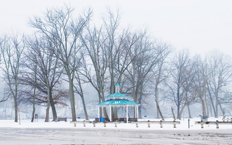 Pavilion in winter stock image. Image of wood, flakes - 28225145
