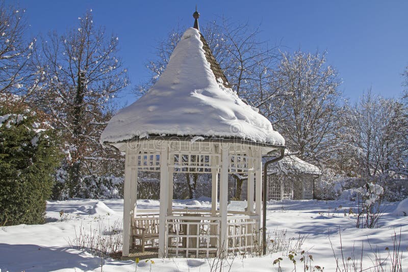 Pavilion in winter stock image. Image of park, town - 140633899