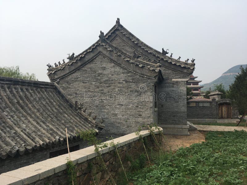 Traditional Chinese Rural Dwellings Made of Old Stone Houses Stock ...