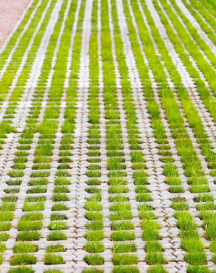 Pavimento Permeable Con La Hierba Estacionamiento Amistoso De Eco Foto ...