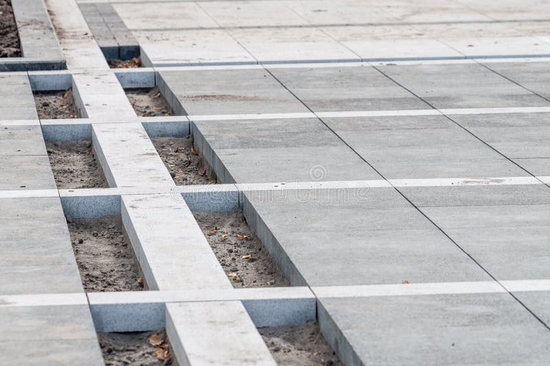 Paving Area with Paving Tiles Stock Image - Image of builder ...