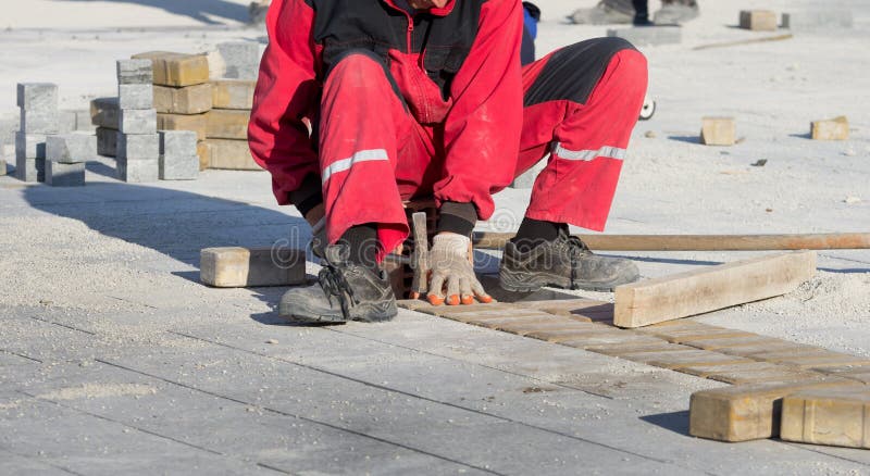 Paving brick stock photo. Image of paver, hammer, people - 51723408