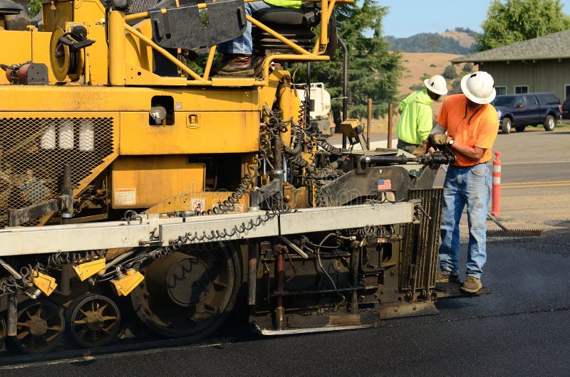 Paving Machine Crew at Road-works Stock Photo - Image of paver, works ...