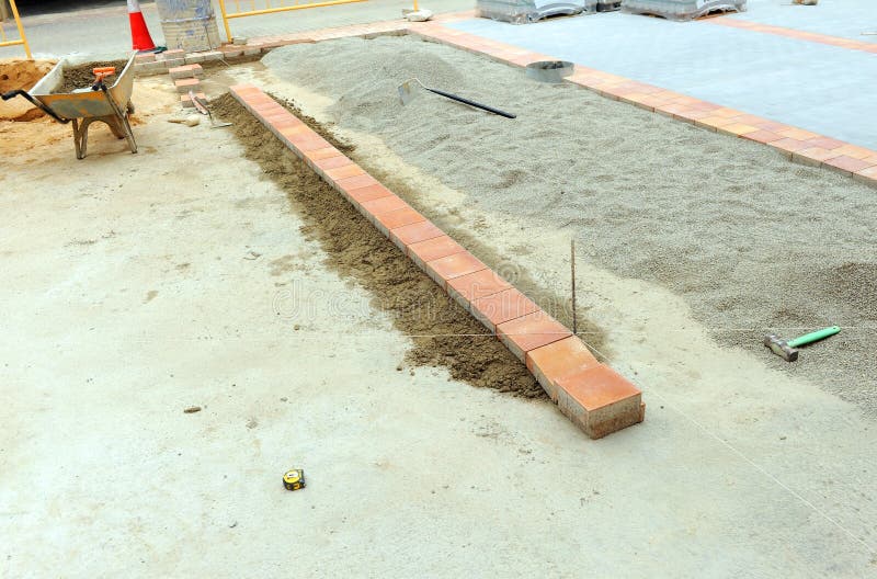 Paving of a New Town Square Built with Different Materials. Stock Photo ...