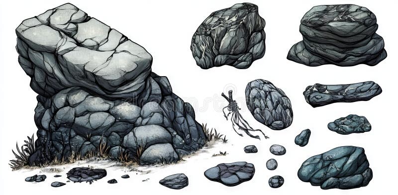 Paving Plan for a Stone Sidewalk with a Vintage Graphic of Pebbles and ...