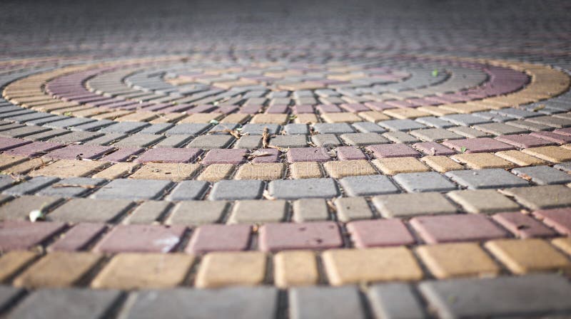 Paving Slabs, Circular Laying, Construction Stock Image - Image of ...
