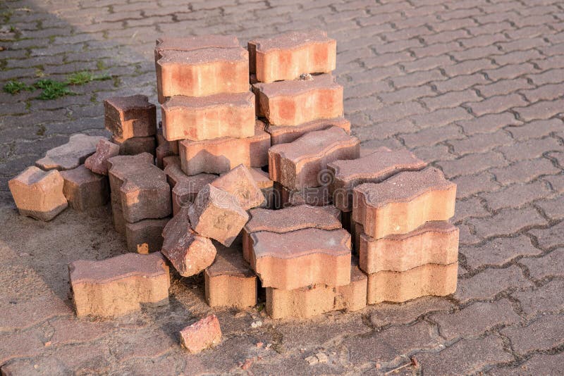 Paving Slabs at Construction Site, Material for Restoration of Road ...