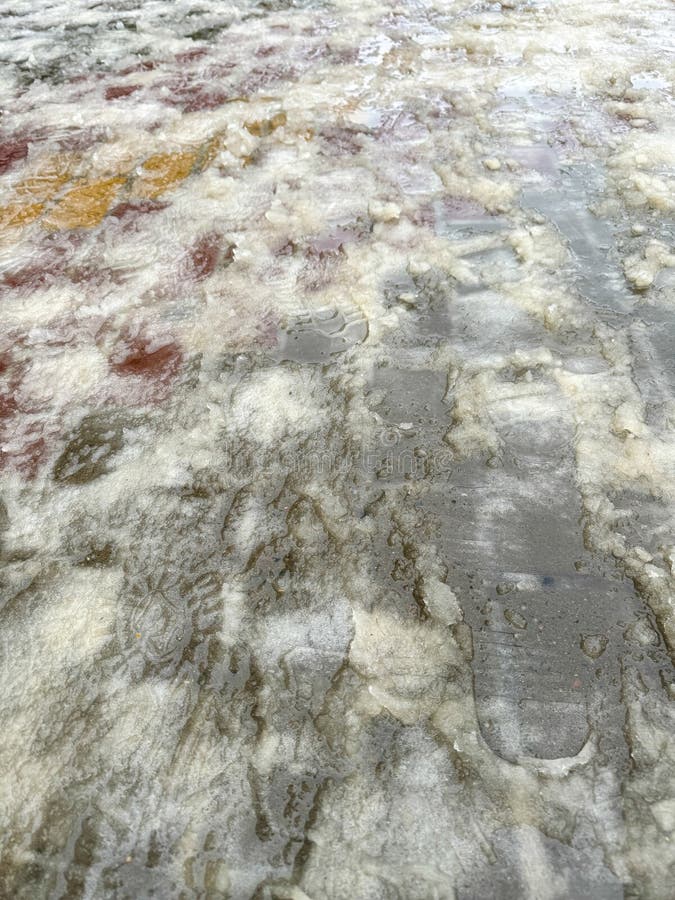 Paving Slabs Covered with Snow. Background Stock Photo - Image of ...