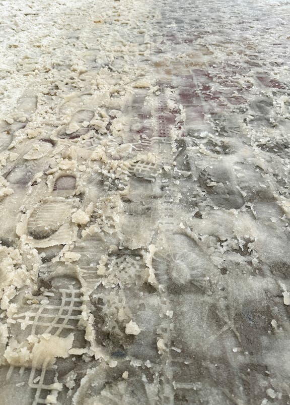 Paving Slabs Covered with Snow. Background Stock Image - Image of ...