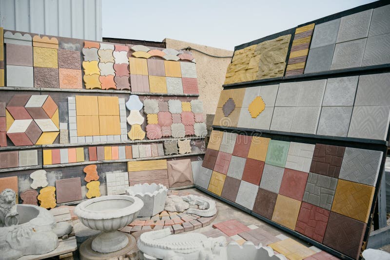 Paving Slabs of Different Colors and Shapes.Decorative Cobblestones are ...