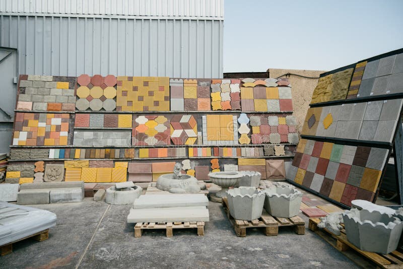 Paving Slabs of Different Colors and Shapes.Decorative Cobblestones are ...