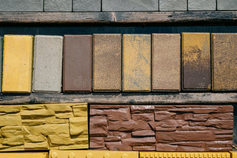 Paving Slabs of Different Colors and Shapes.Decorative Cobblestones are ...