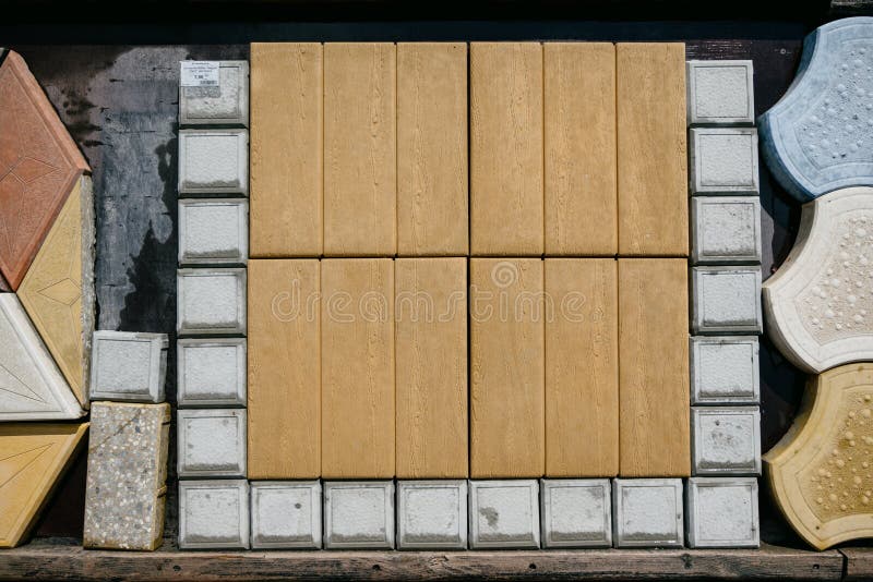 Paving Slabs of Different Colors and Shapes.Decorative Cobblestones are ...