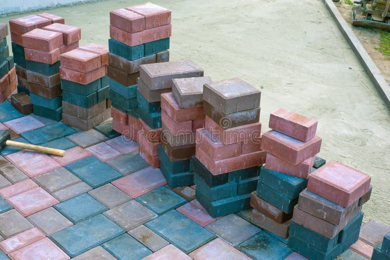 Paving Slabs of Different Colors and Shapes.Texture of Different ...