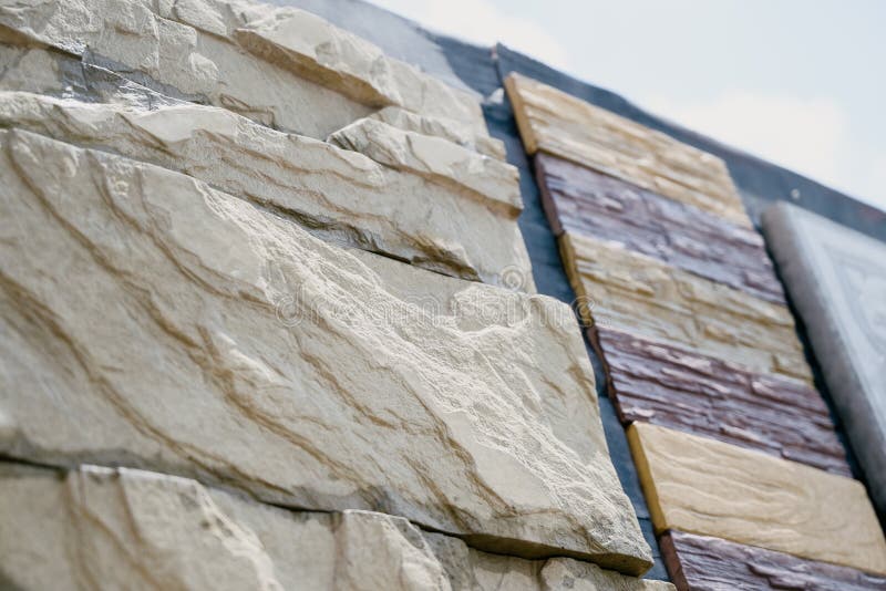 Paving Slabs of Different Colors and Shapes.Decorative Cobblestones are ...