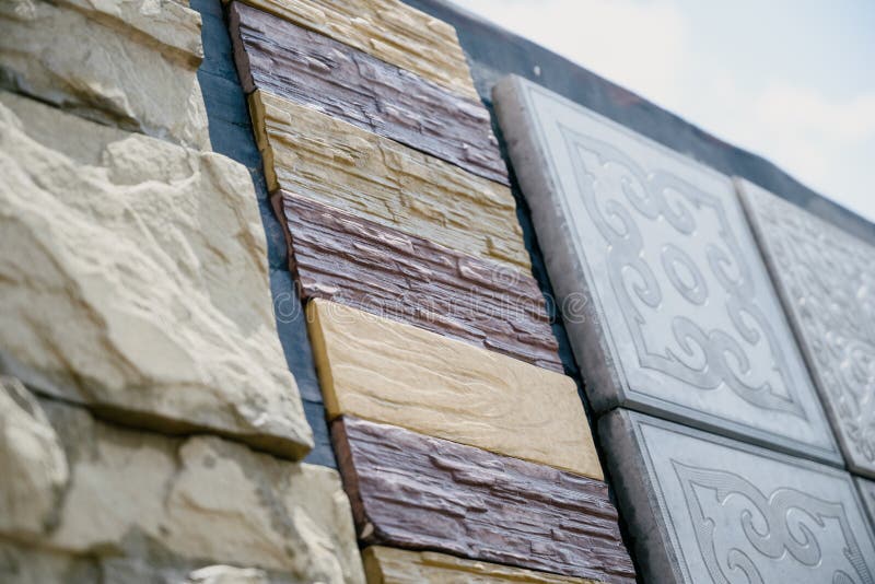 Paving Slabs of Different Colors and Shapes.Decorative Cobblestones are ...