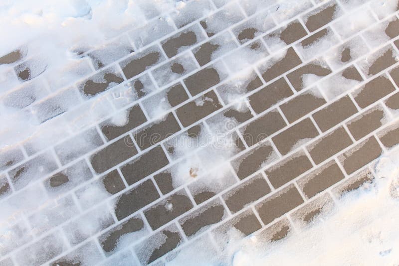Paving Slabs in the Snow in Winter. Stock Photo - Image of rough ...