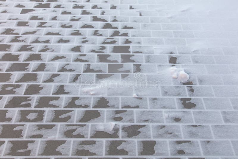 Paving Slabs in the Snow in Winter. Stock Image - Image of abstract ...