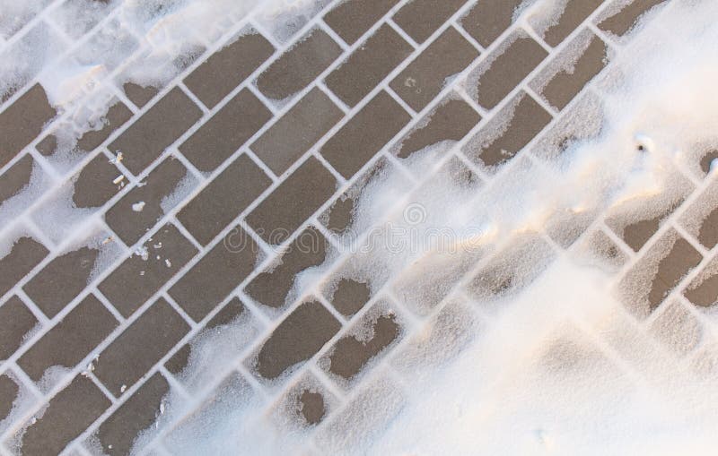 Paving Slabs in the Snow in Winter. Stock Image - Image of cold, stone ...