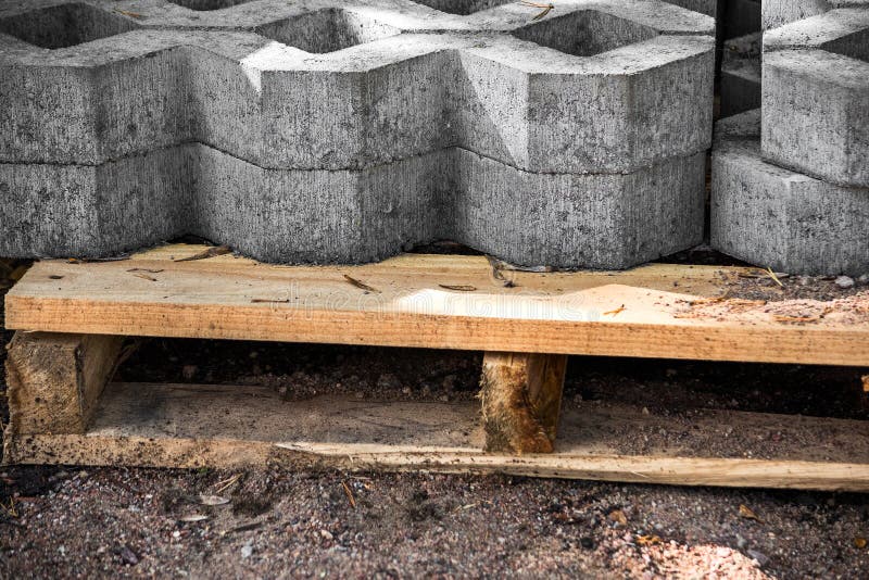 Paving Stone is on a Pallet on a Construction Site Stock Image - Image ...