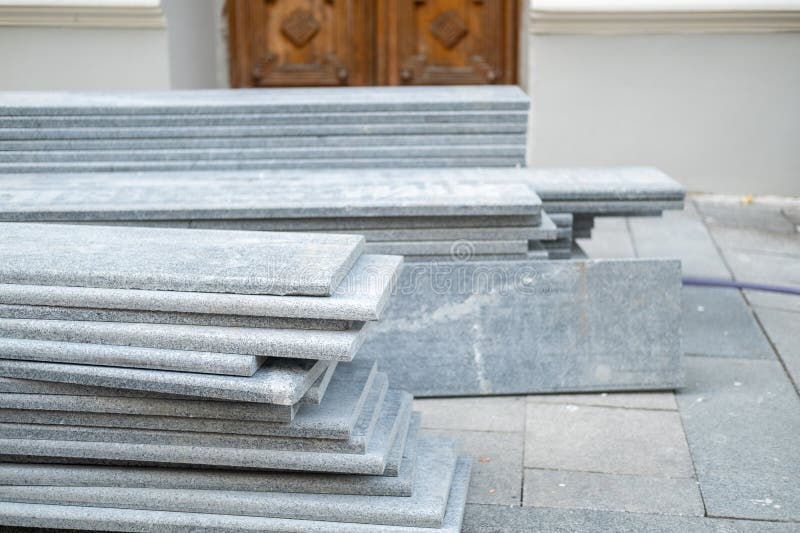 Paving Stone Pathway, Rectangular Stone Slabs Neatly Arranged on a ...