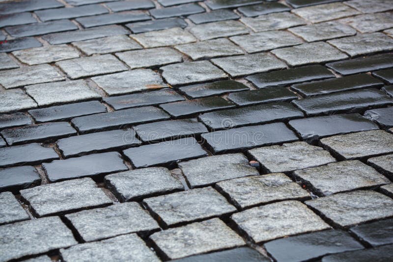 Paving stone road stock photo. Image of perspective, dark - 77850096