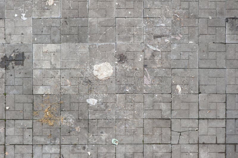 Paving stones with garbage stock photo. Image of concrete - 141408294