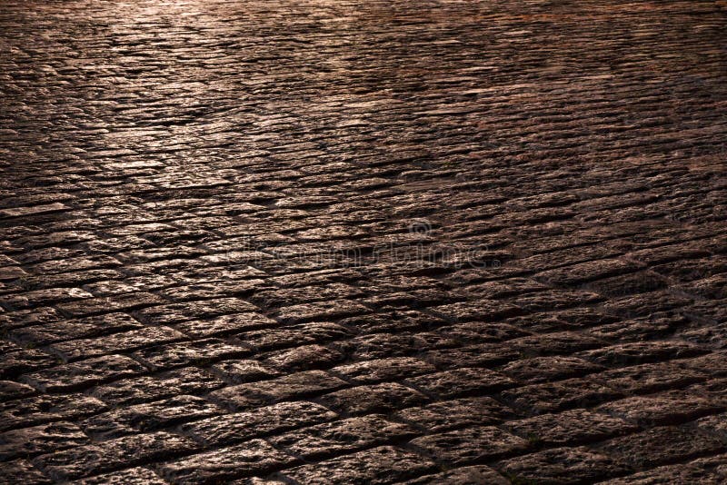 Paving stones at night stock photo. Image of reflection - 95162388
