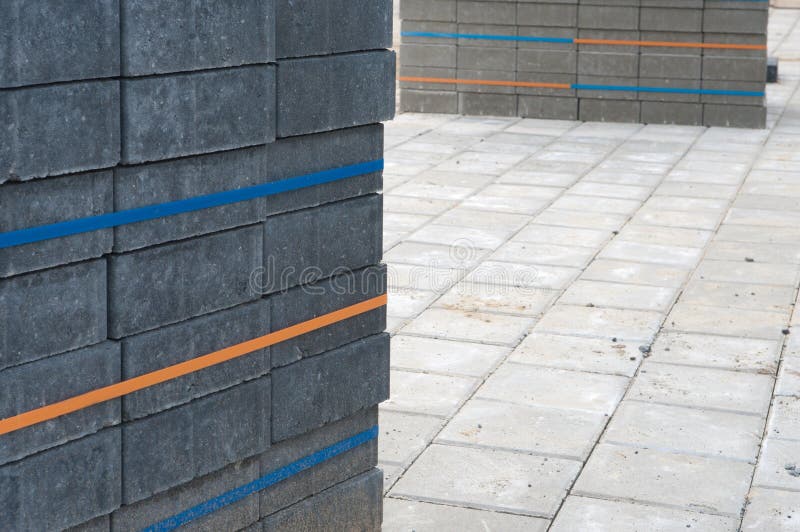 Paving a street stock image. Image of grey, square, piled - 20189165