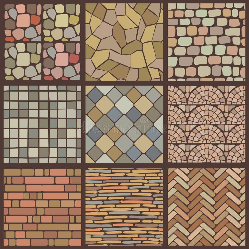 Paving Textures. Seamless Pattern of Pavement Stones Recent Vector Wall ...
