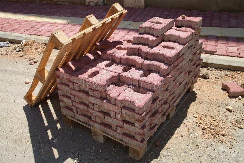 Paving tiles on a pallet stock photo. Image of advertising - 65768252