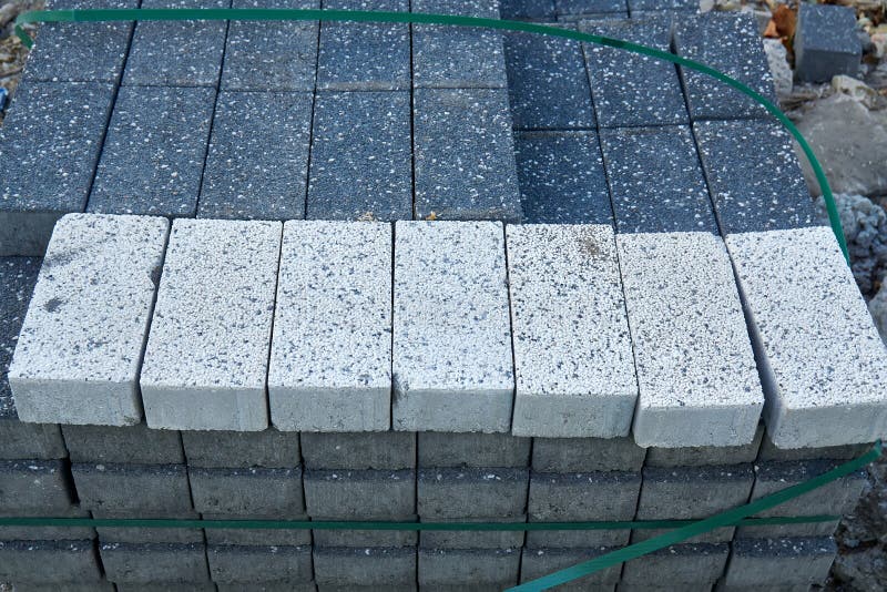 Paving tiles stacked stock photo. Image of cobbled, grey - 197957082