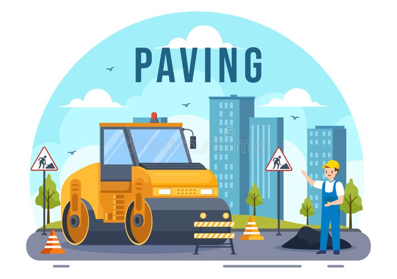 Paving Vector Illustration with Road Construction and Highway ...