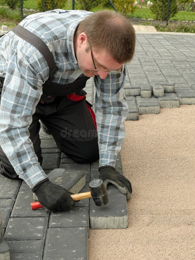Paving work stock photo. Image of mallet, outdoor, worker - 34800182