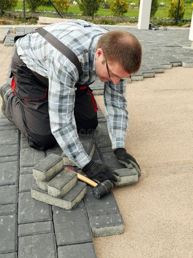 Paving work stock image. Image of mallet, pathway, path - 34951217
