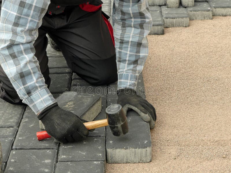 Paving work stock image. Image of mallet, pathway, path - 34951217