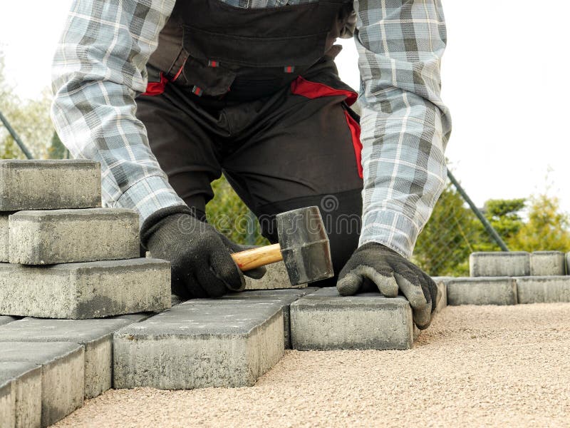 Paving work stock image. Image of mallet, pathway, path - 34951217