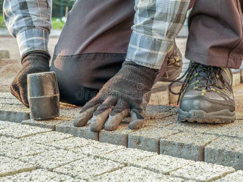 Paving work stock image. Image of arrangement, paver - 94750977