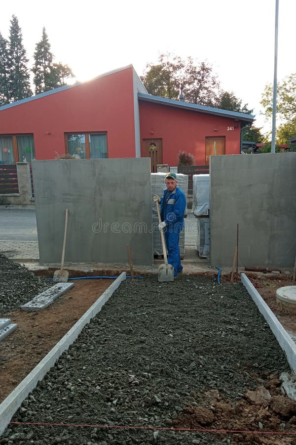 Paving Works, Preparation for Work, Paving Near the House Stock Image ...