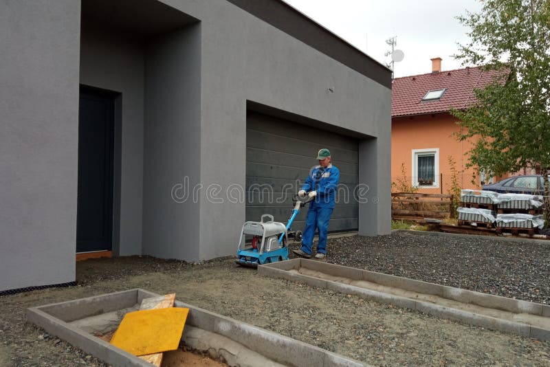Paving Works, Preparation for Work, Paving Near the House Stock Photo ...