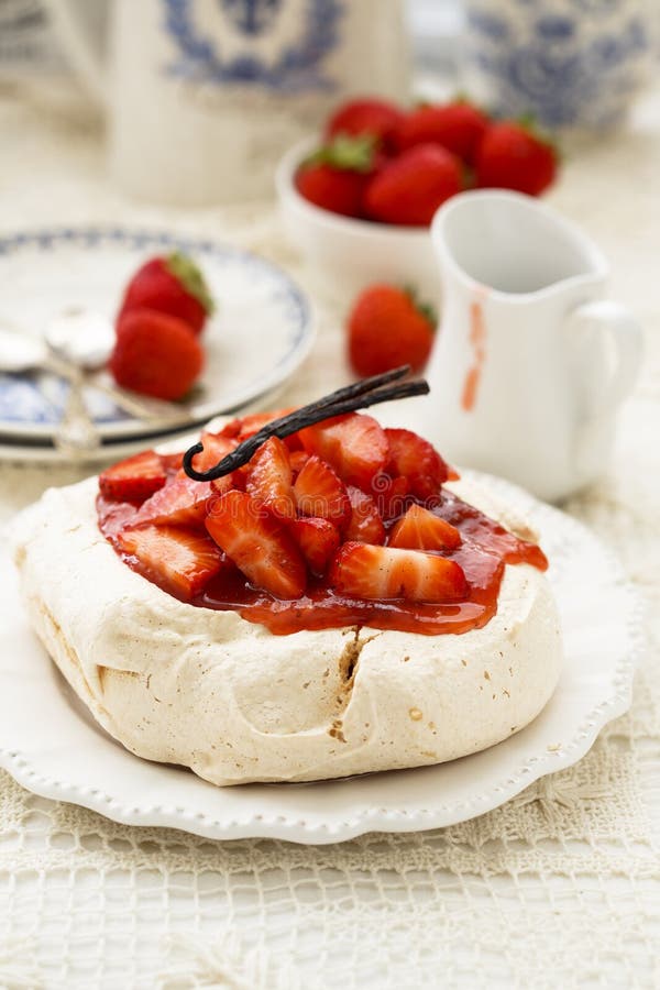 Pavlova Dessert with Strawberry Stock Photo - Image of recipe, fresh ...
