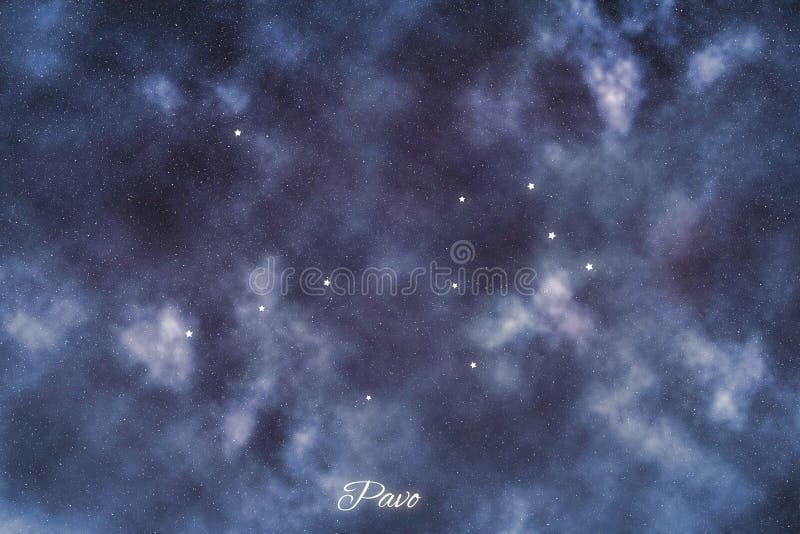 Pavo Star Constellation, Brightest Stars , Peacock Constellation Stock ...