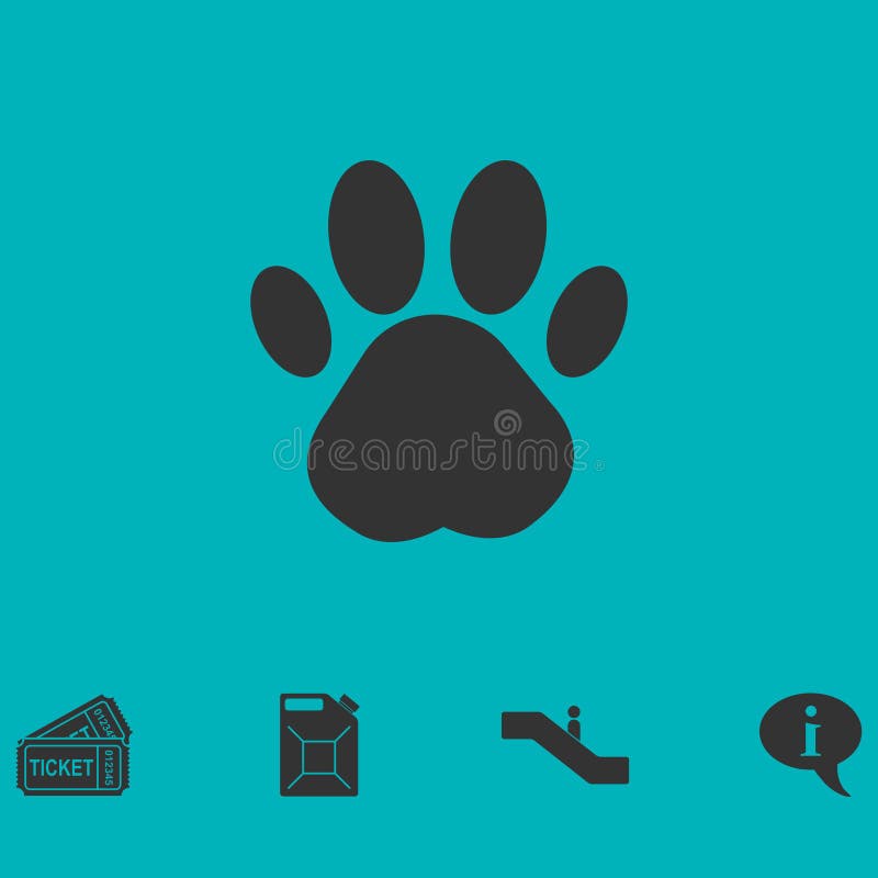Paw icon flat stock illustration. Illustration of location - 137987830