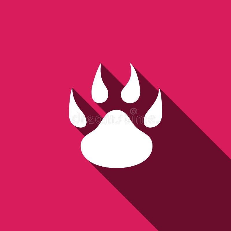 Paw Icon with Long Shadow. Vector Illustration Stock Illustration ...