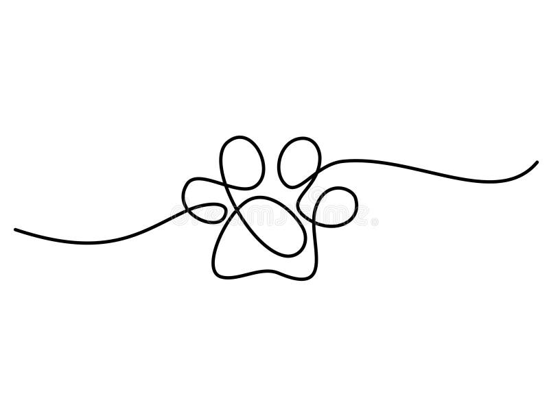 Paw Print of Dog or Cat. Continuous One Line Drawing Stock Vector ...