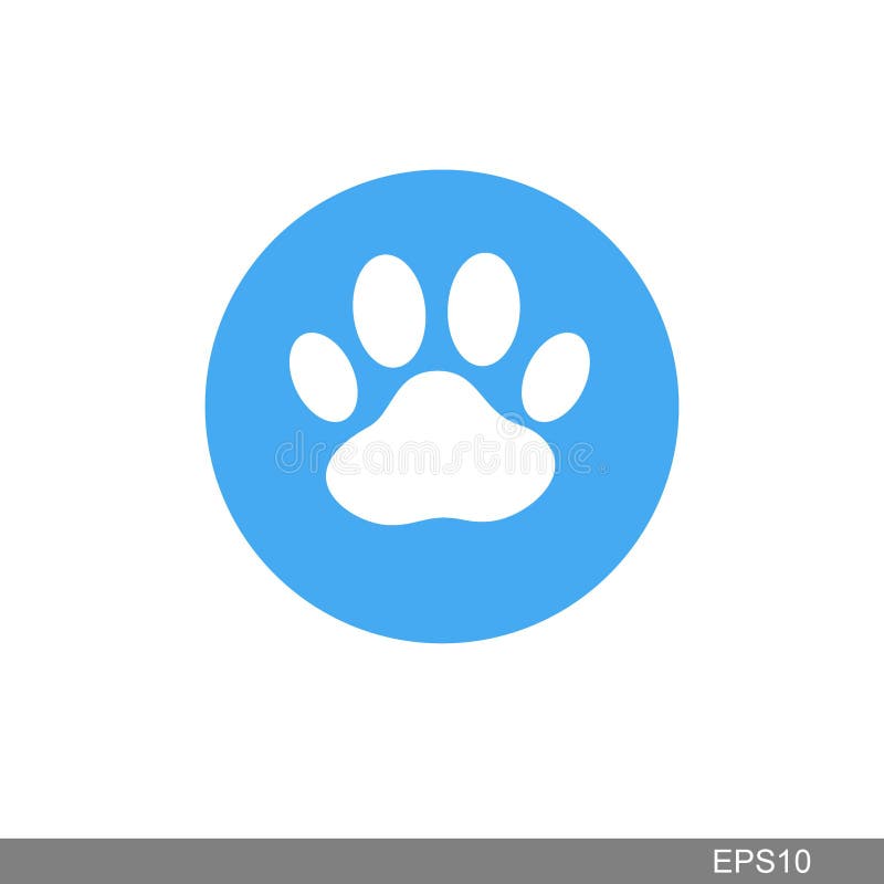 Paw Print Icon Inside the Blue Circle. Stock Vector - Illustration of ...