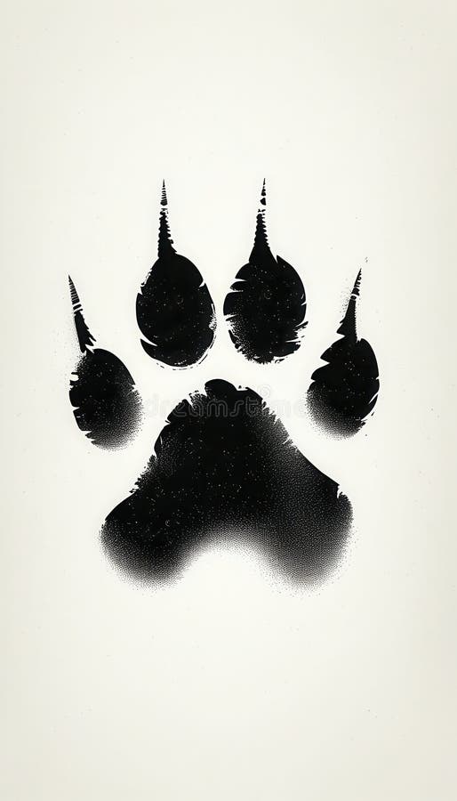 Paw Print Illustration Featuring Five Claws and a Rounded Pad with a ...
