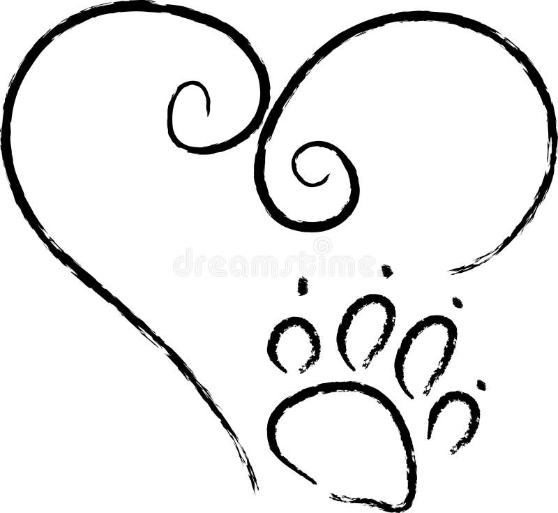 Paw Print Love stock vector. Illustration of crayon, love - 11843218